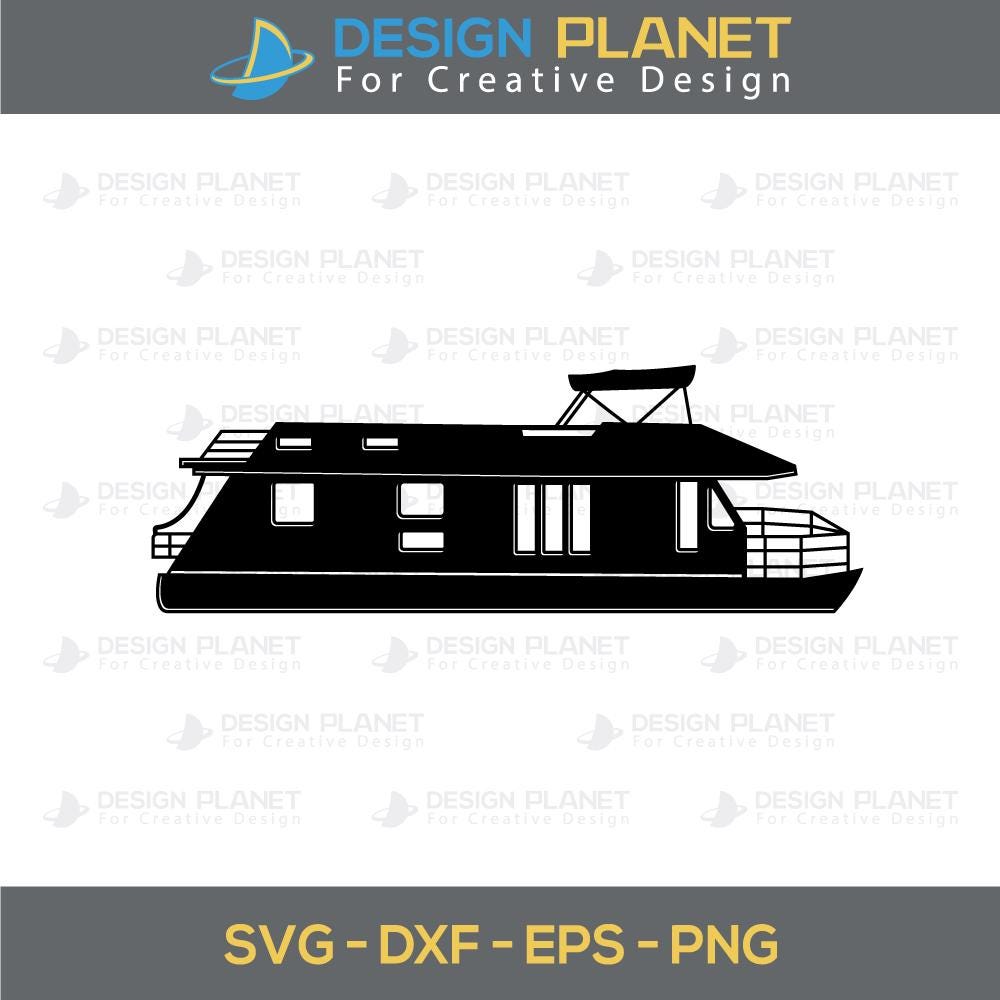 Houseboat SVG, Boat House Svg, Houseboat Clipart, Houseboat Vector ...