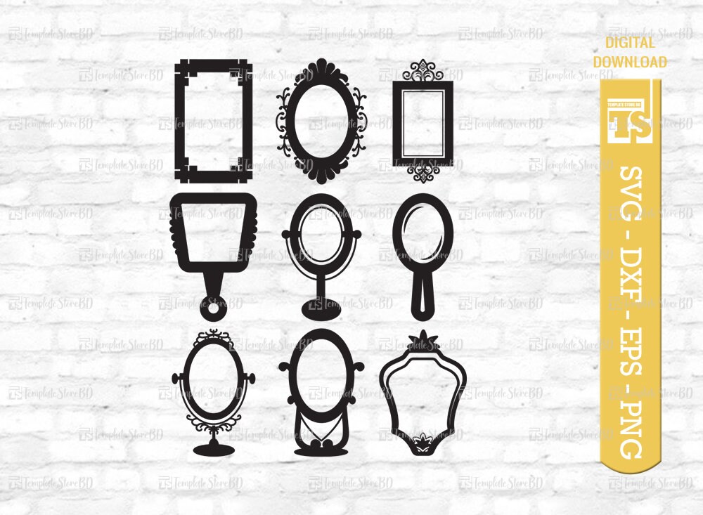 Mirror SVG Cut Files | Mirror Silhouette | Compact Mirror Svg | Hand ...