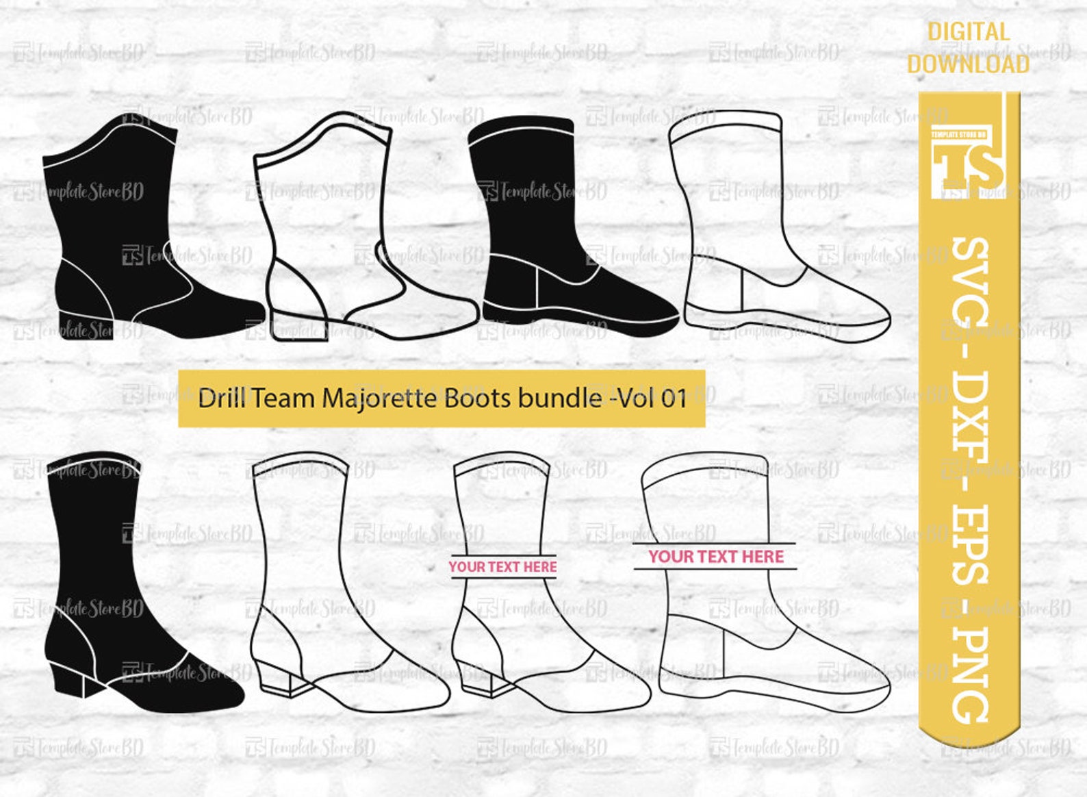Drill Team Majorette Boots Outline Svg Majorette Boots Svg - Etsy