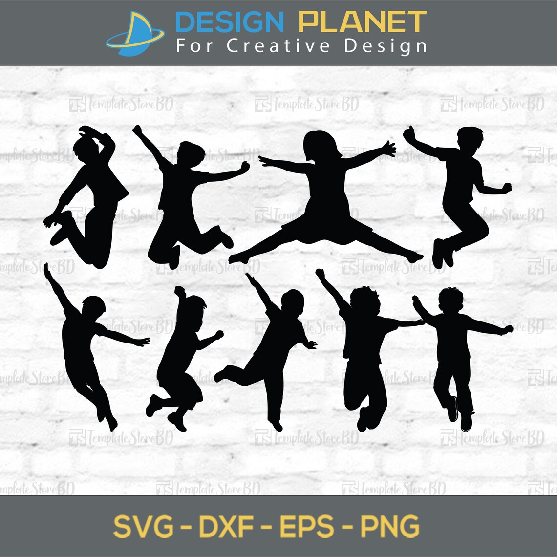 Kids Jumping SVG Cut Files | Kids Jumping Silhouette | Jumping Children ...