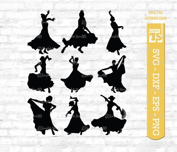 Flamenco Dancer SVG Cut Files Flamenco Dancer Silhouette - Etsy
