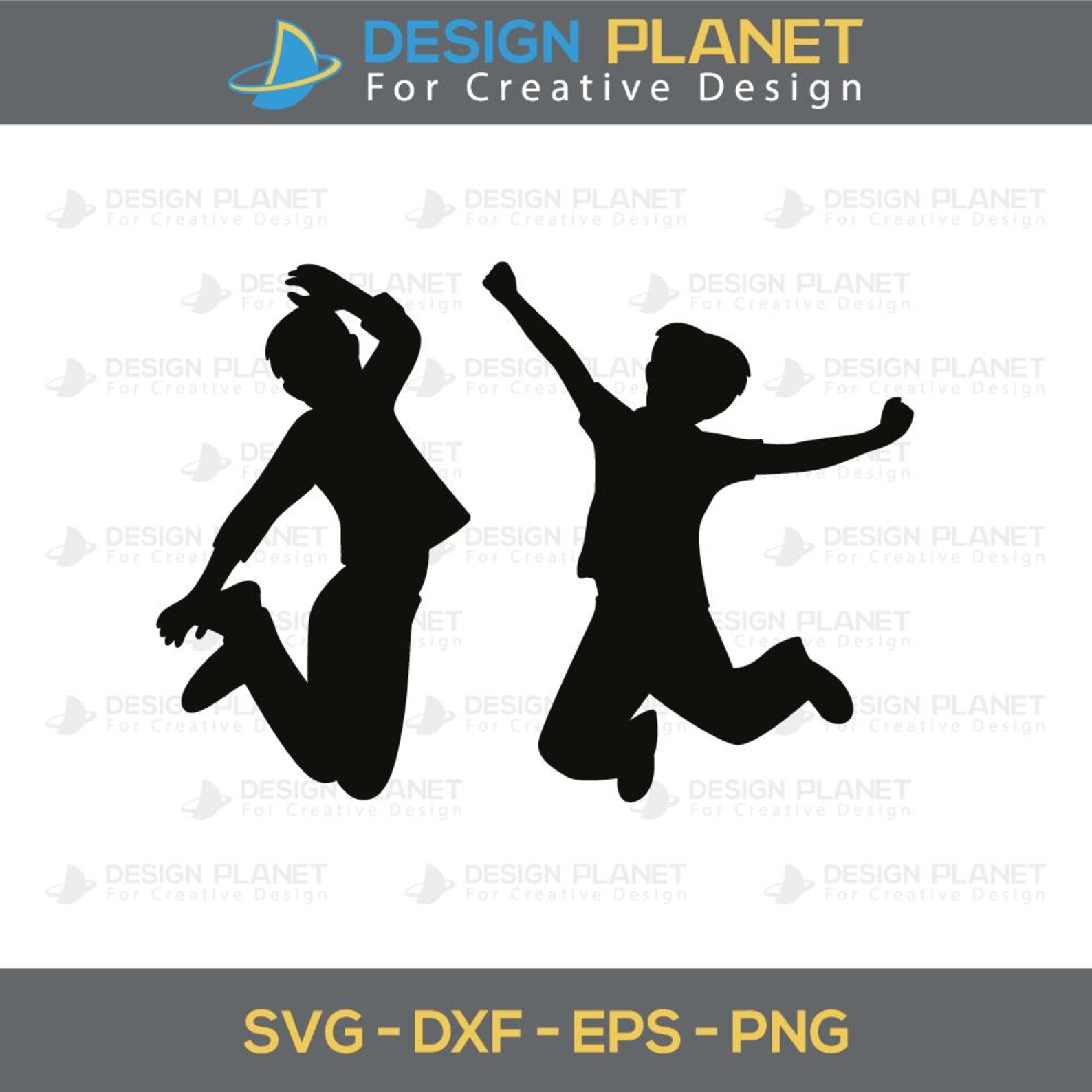 Kids Jumping SVG Cut Files | Kids Jumping Silhouette | Jumping Children ...