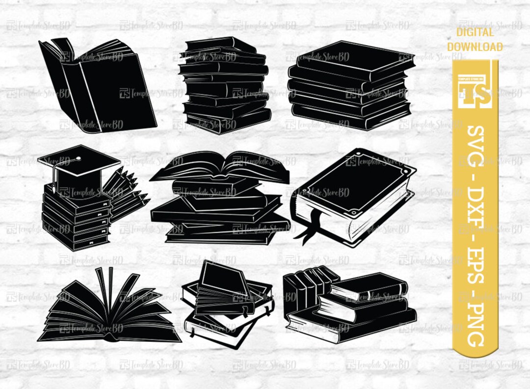 Books SVG | Books SVG Bundle | Books Silhouette | Books Cut File | Book ...