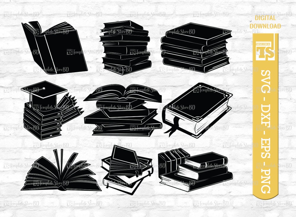 Books SVG | Books SVG Bundle | Books Silhouette | Books Cut File | Book ...