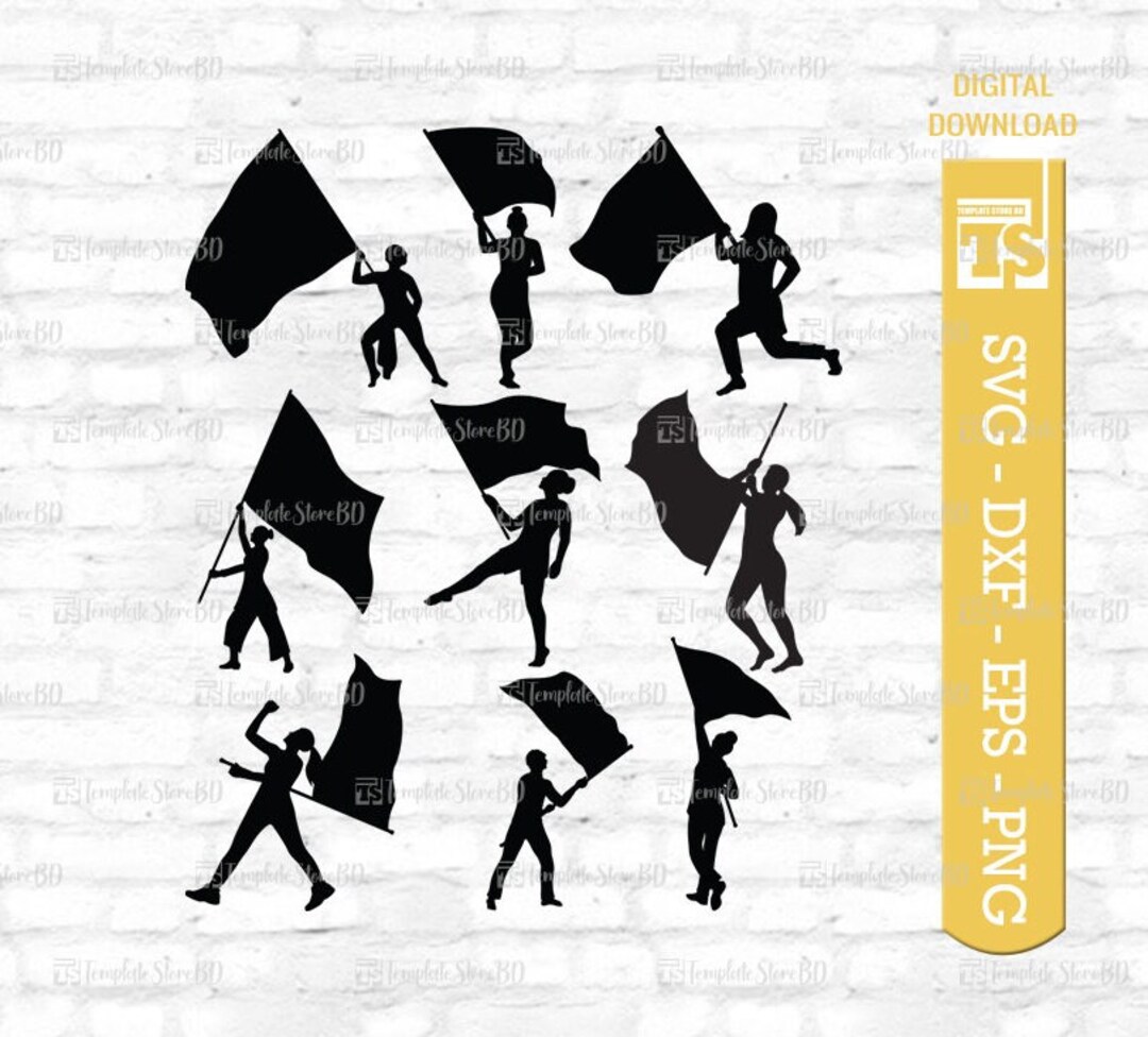 Color Guard Flags Svg, Color Guard Svg, Marching Band Silhouette, Male ...