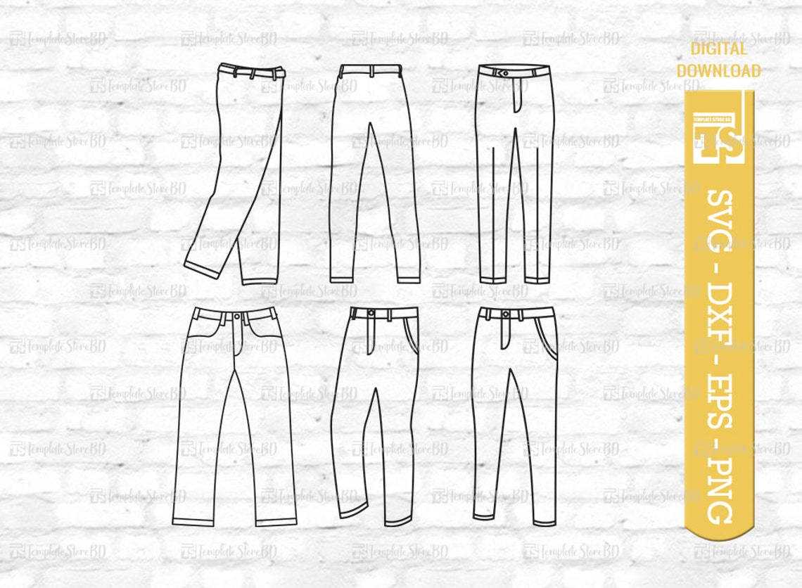 Full Pant SVG, Full Pant Outline, Long Pant Svg, Pant Icon Svg, Jeans ...