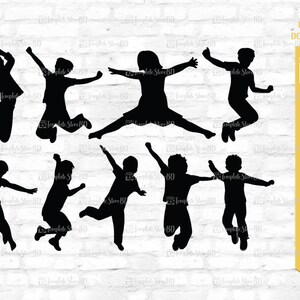 Kids Jumping SVG Cut Files Kids Jumping Silhouette Jumping - Etsy