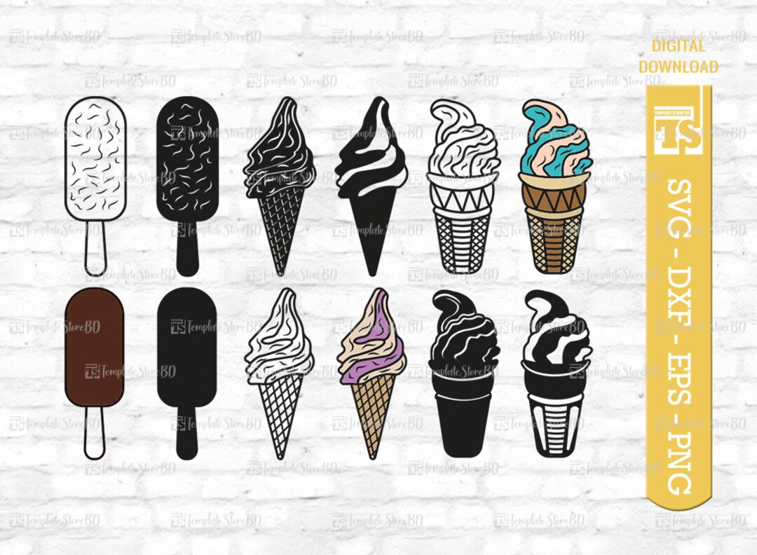 Ice Cream SVG Bundle, Ice Cream Cone, Frozen Yogurt, Summer, Sorbet ...