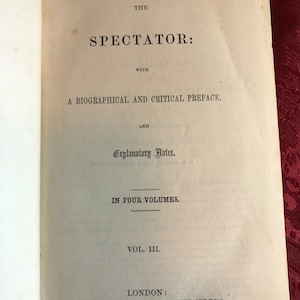 The Spectator, With Notes, A Book in 4 Volumes, Vol. 2 & 3, Antique ...