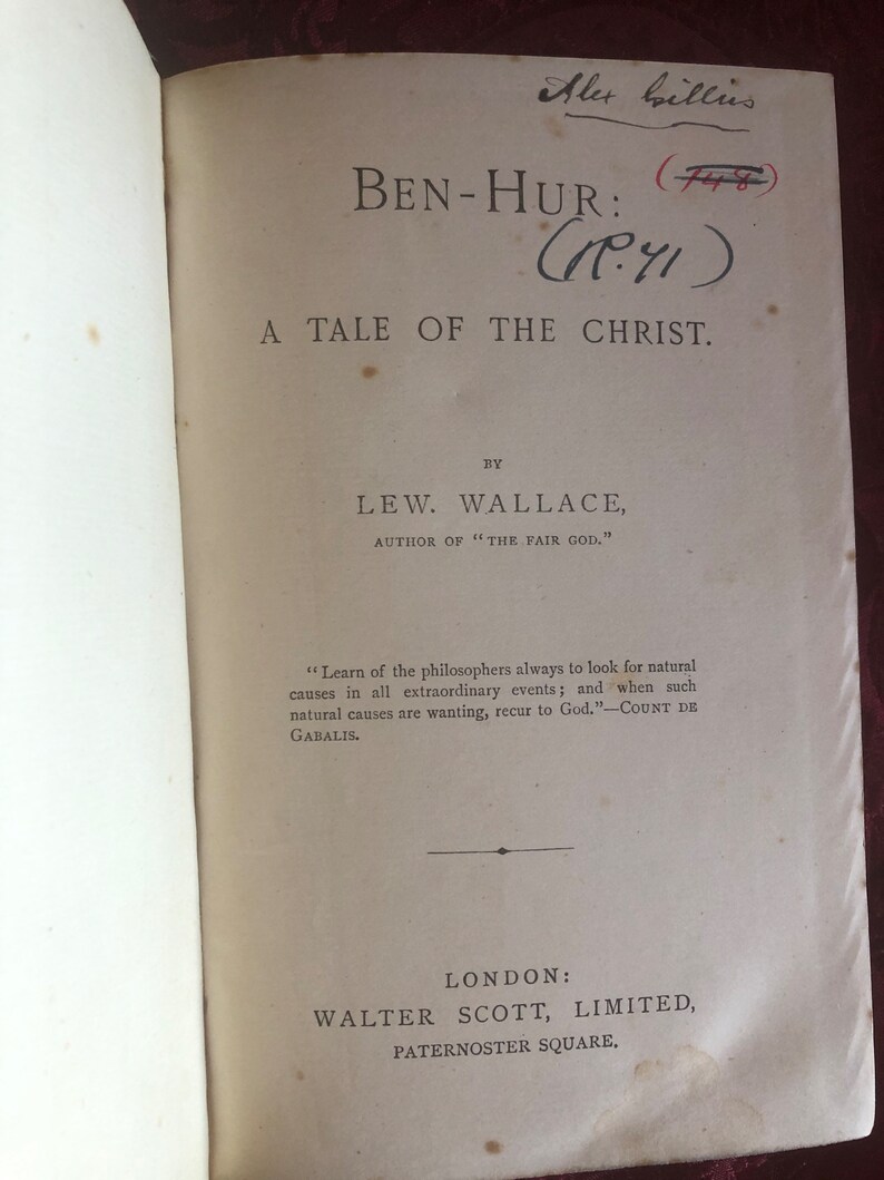 Ben-hur A Tale of the Christ, an Antique Book by Lew Wallace, Classic ...