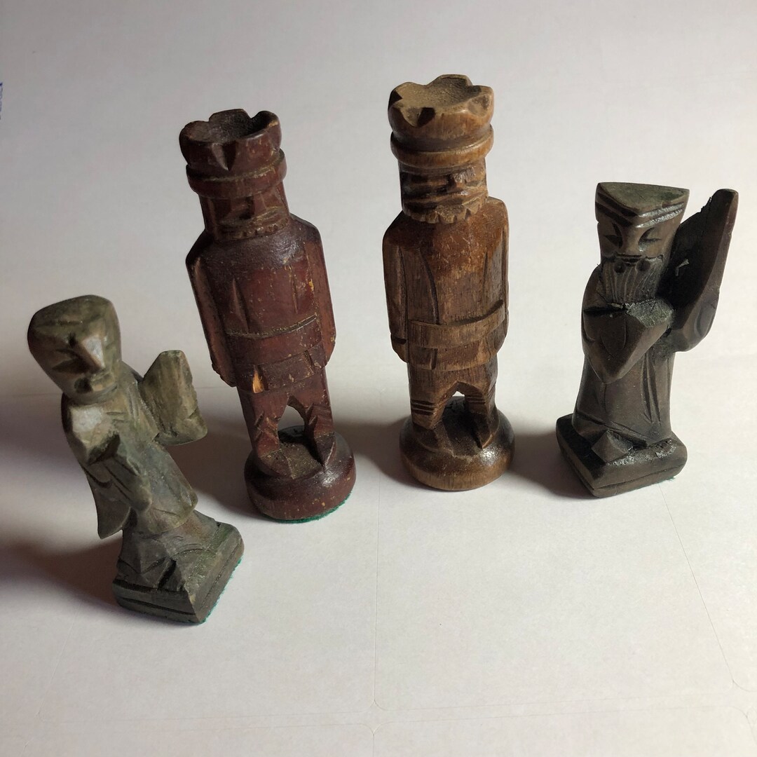 Rare Odd Chess Pieces, 4 Vintage/antique Exotic Oriental Characters ...