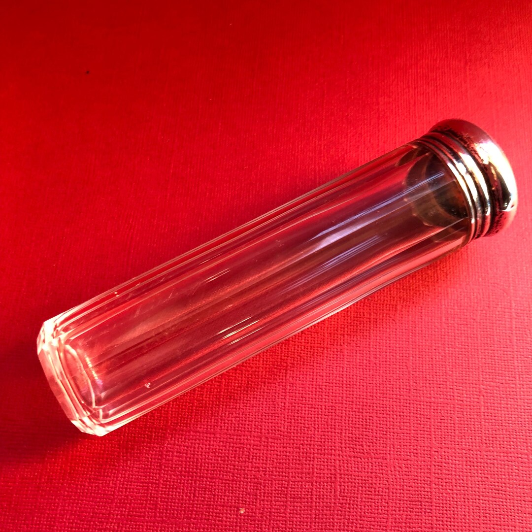 Antique Glass Vanity Bottle Topped With Silver Lid, Hallmarked London ...