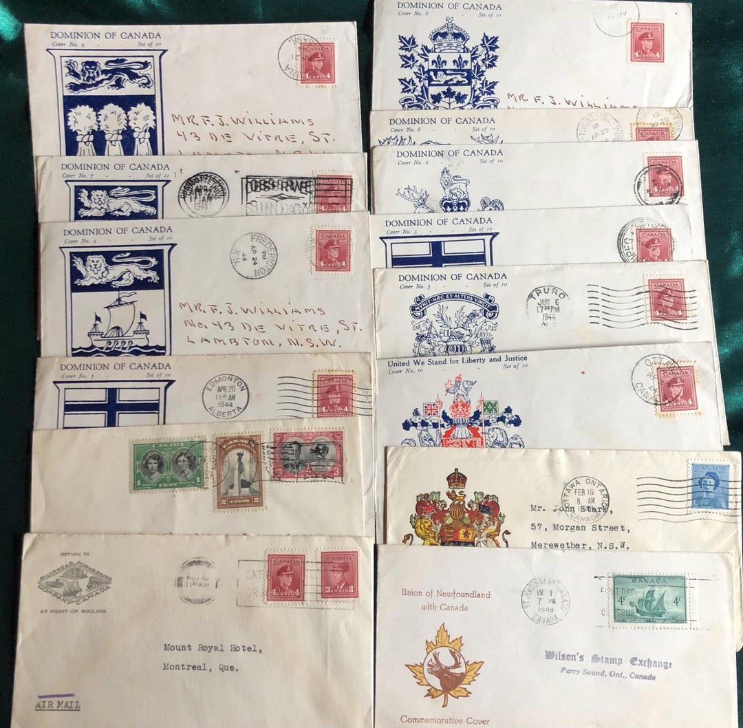 14 Rare Canadian Philatelic Covers, Stamped Envelopes From 1940's ...