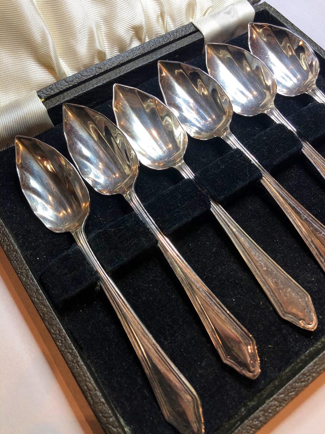 Art Deco Silver Plated Fruit Spoons, Set of 6, - Etsy