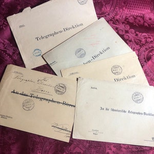 Antique Swiss Telegram Envelopes, 1890's, Switzerland Postal History, 5 ...