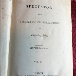 The Spectator, With Notes, A Book in 4 Volumes, Vol. 2 & 3, Antique ...