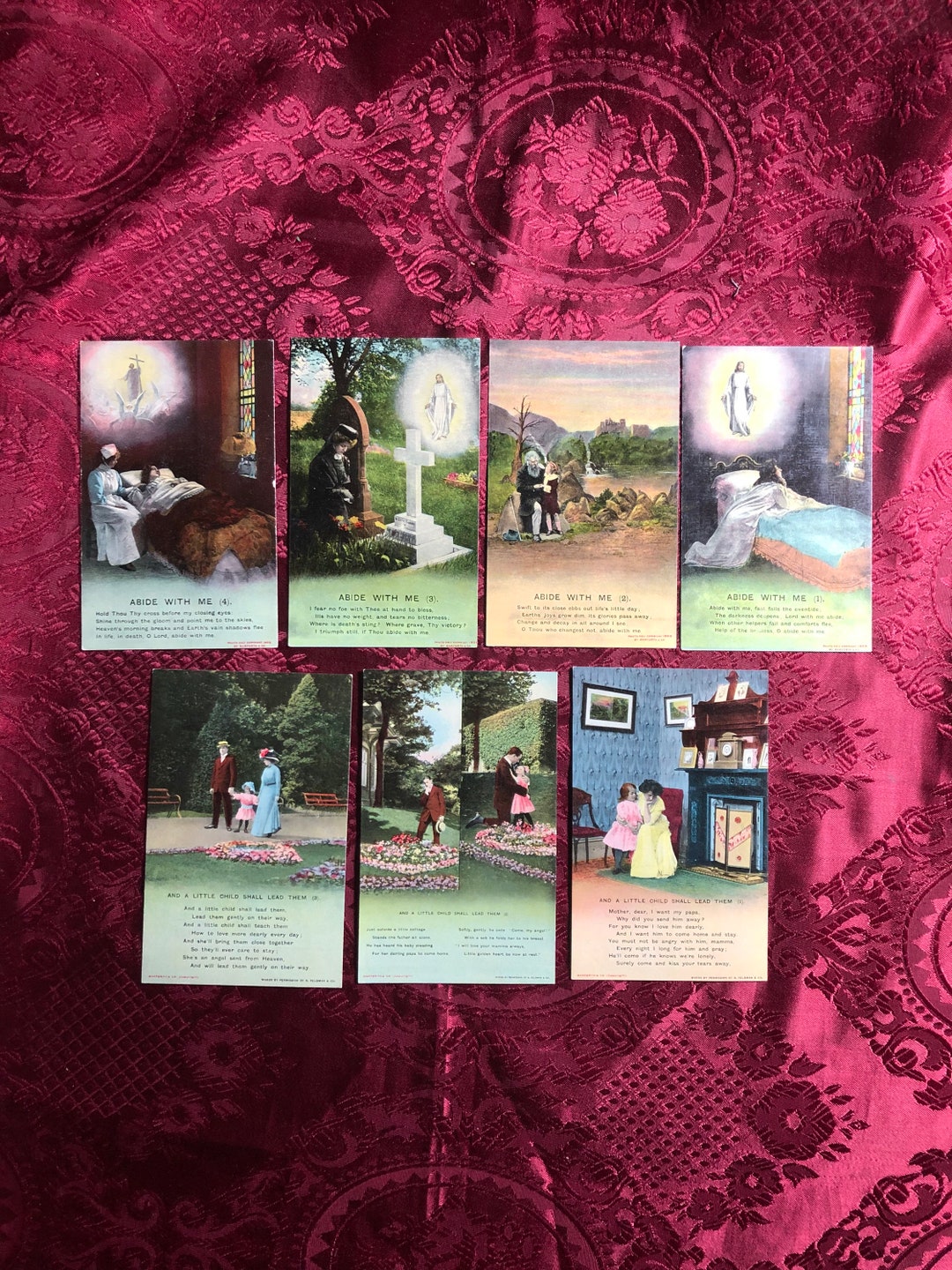 Antique Postcards, 2 Rare Sets Made by Bamforth & Co., Abide With Me ...