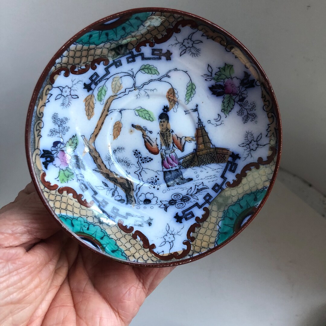 Antique Porcelain, Set of 3 Timor Pattern Saucers, Societe Ceramique of ...