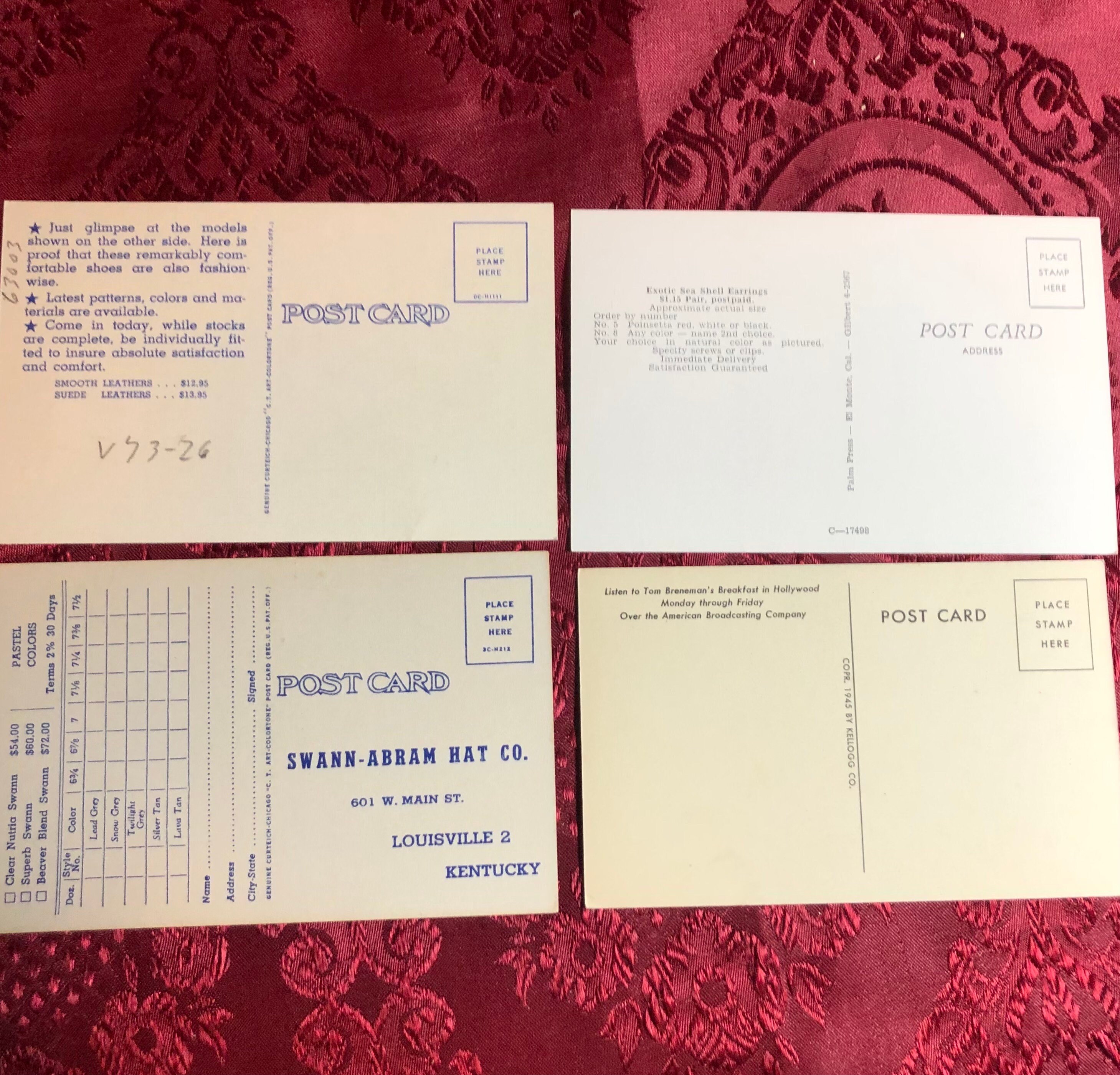 Rare American Advertising Postcards, 10 Historic Postcards, Clothing ...