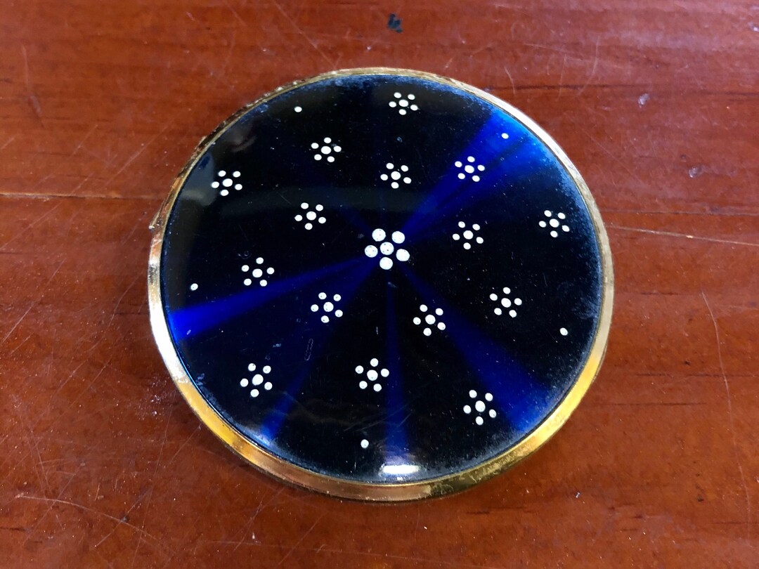 Mid-century Blue Enamel Powder Compact!! - Etsy