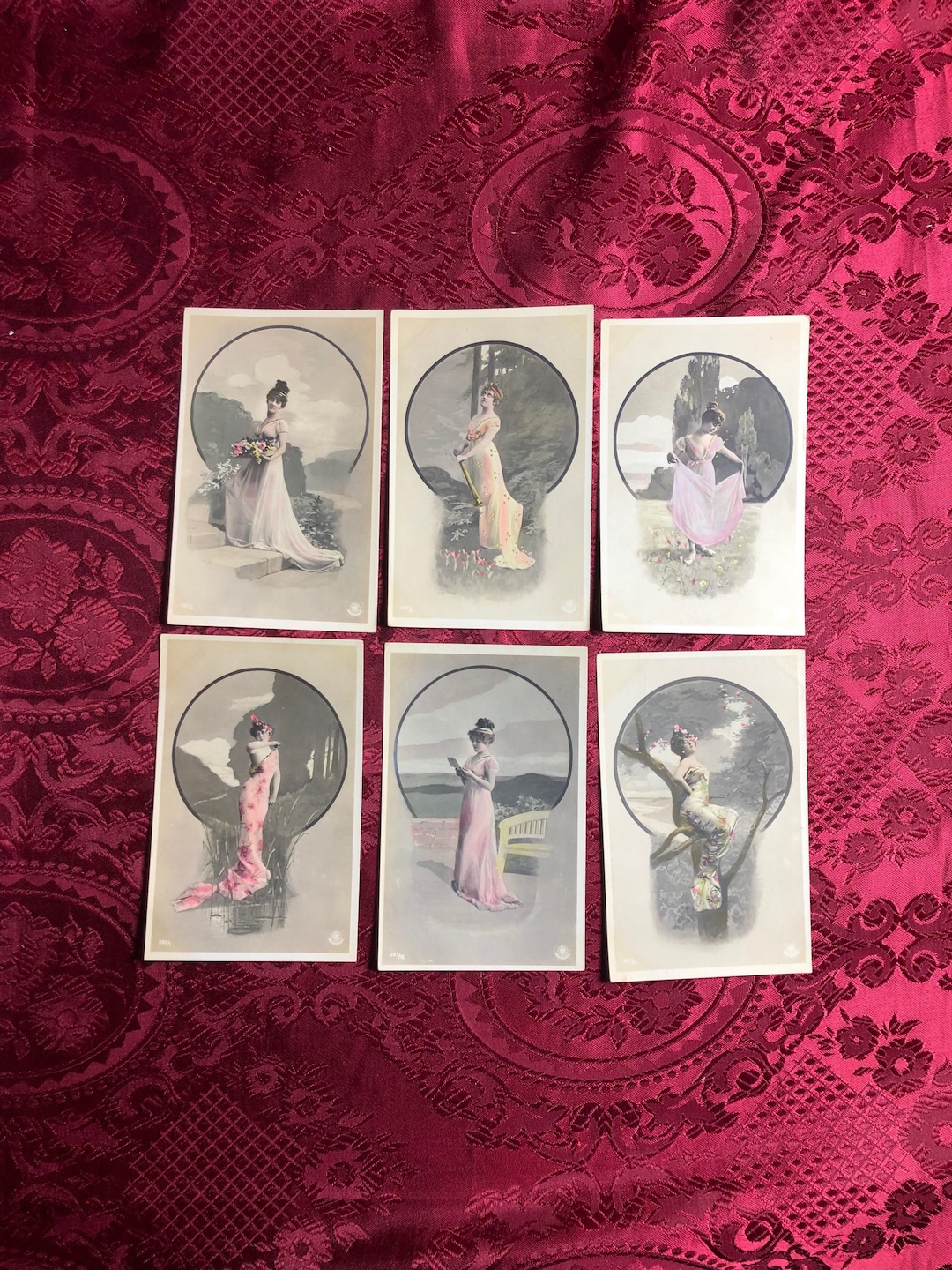 Antique Glamour Postcards, Circa 1910, Set of 6 Lovely Ladies From the ...