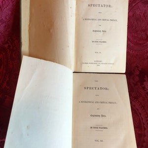 The Spectator, With Notes, A Book in 4 Volumes, Vol. 2 & 3, Antique ...