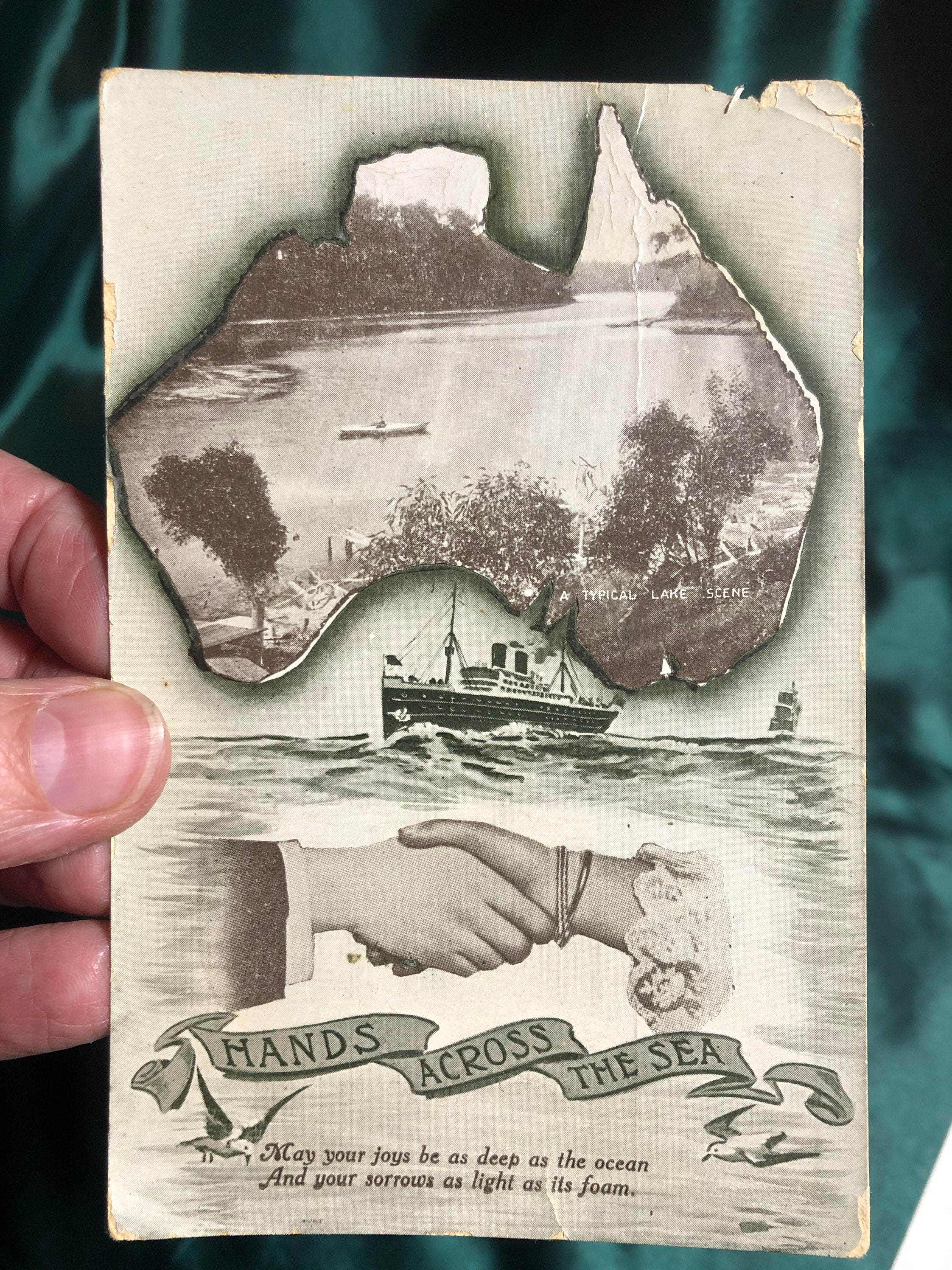 Antique Postcards, Map of Australia, Scenes of Old Australia, Hands ...