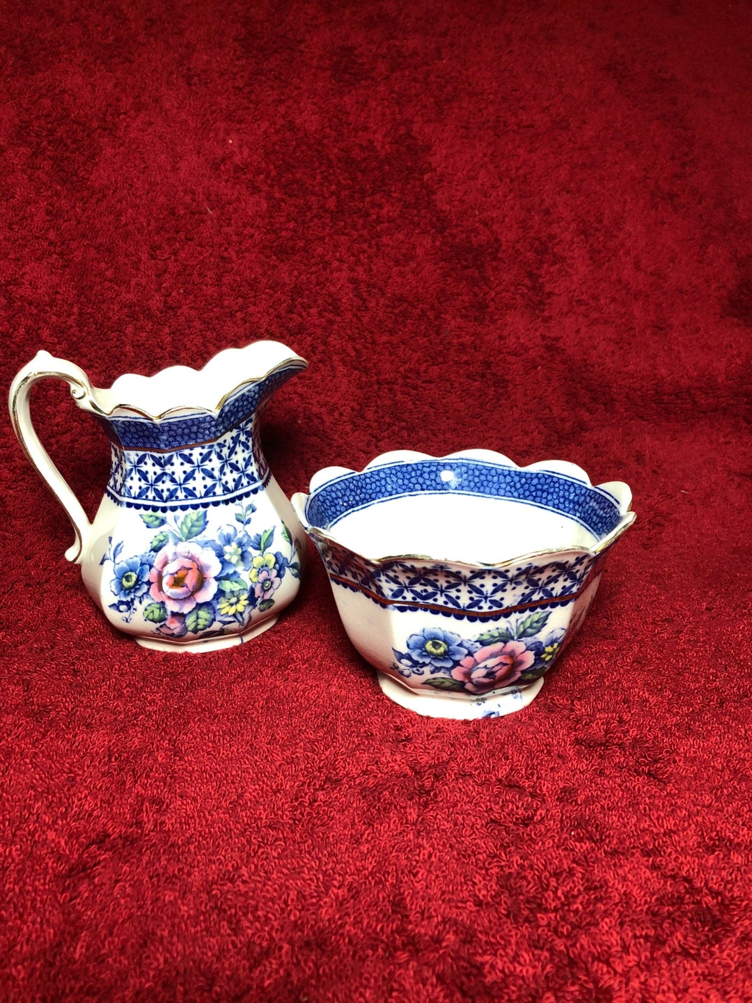 Chantilly Pattern Cream and Sugar Set, Made by S Hancock & Sons ...