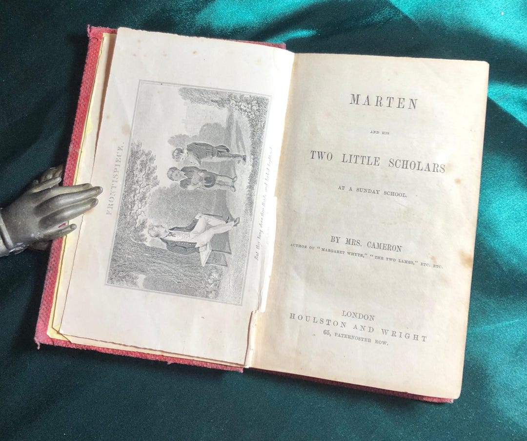 Marten and His Two Little Scholars at A Sunday School, an Antique Book ...