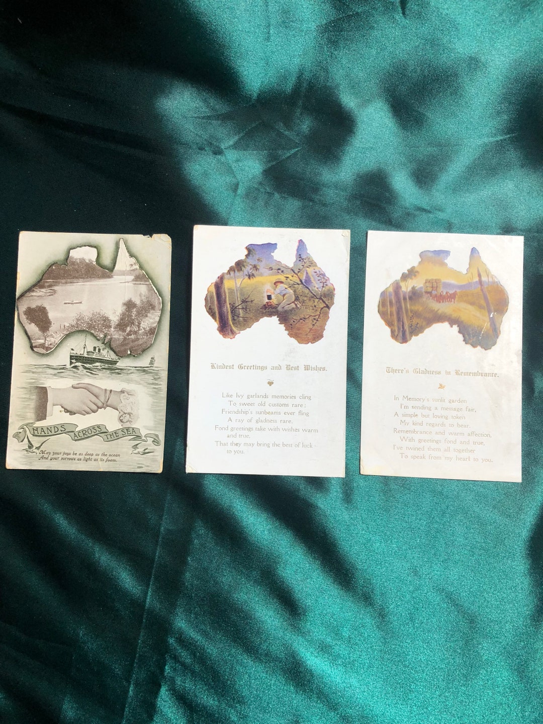 Antique Postcards, Map of Australia, Scenes of Old Australia, Hands ...