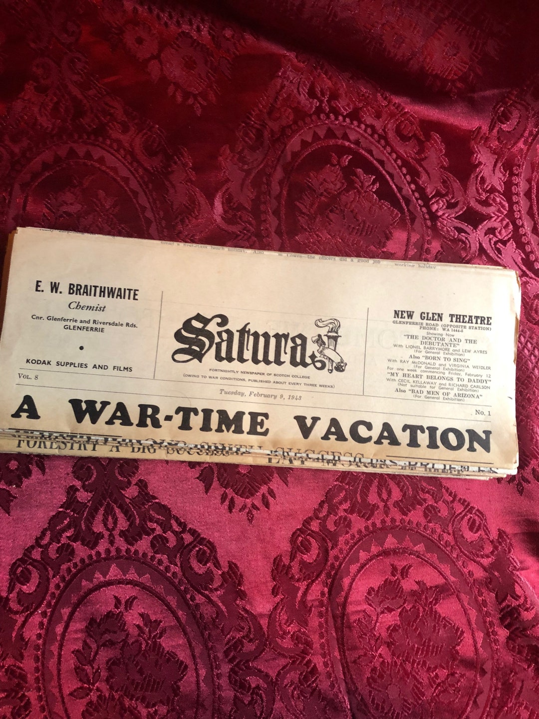 Satura - Fortnightly Newspaper of Scotch College, 25 “newspapers ...
