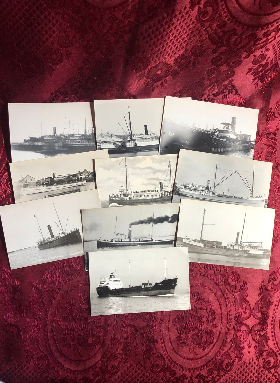 Vintage Shipping Postcards, 10 Black and White Glossy Photographs ...