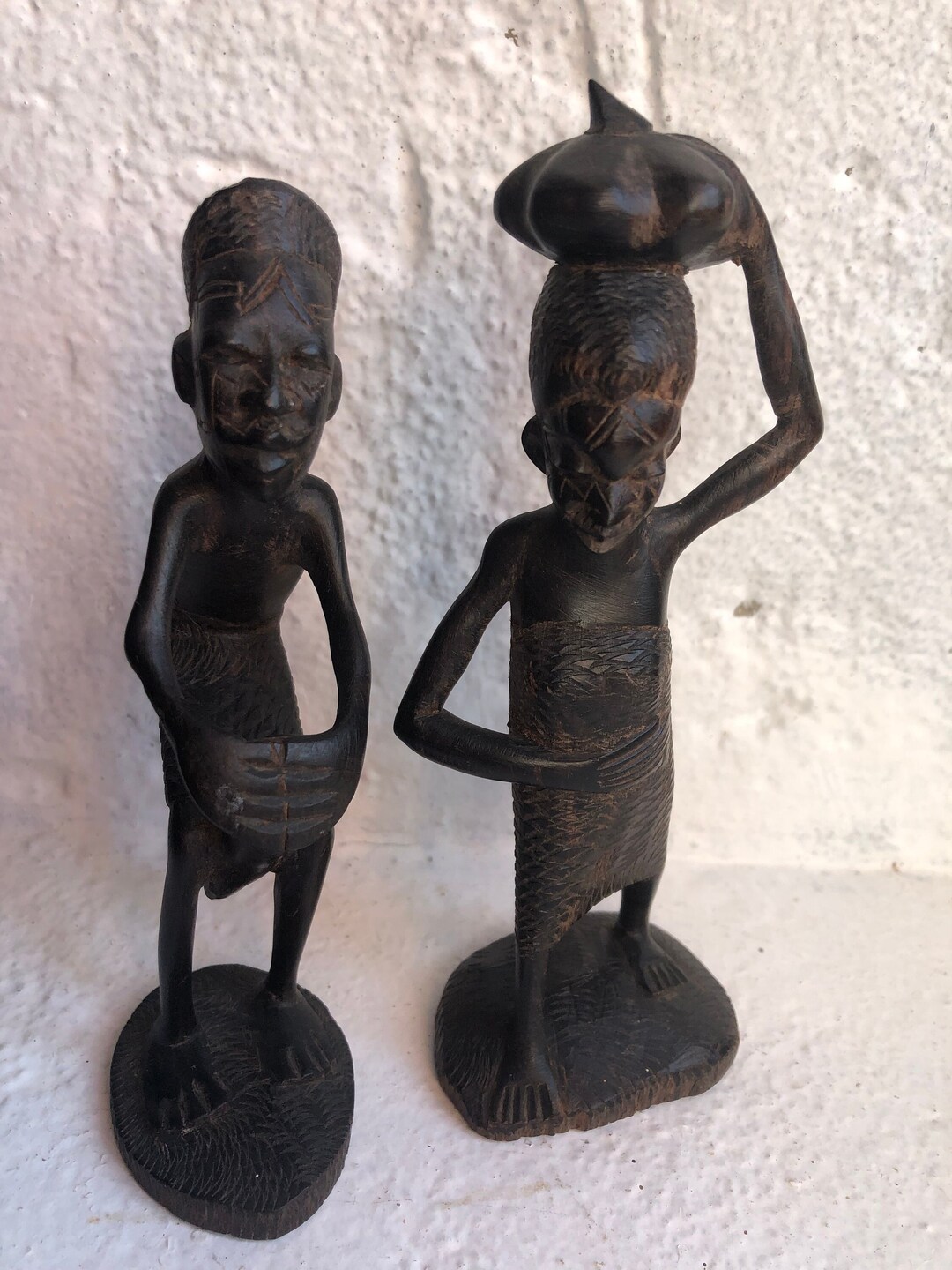 Vintage Pair of African Native Carvings, Hard Wood Timber Carvings ...