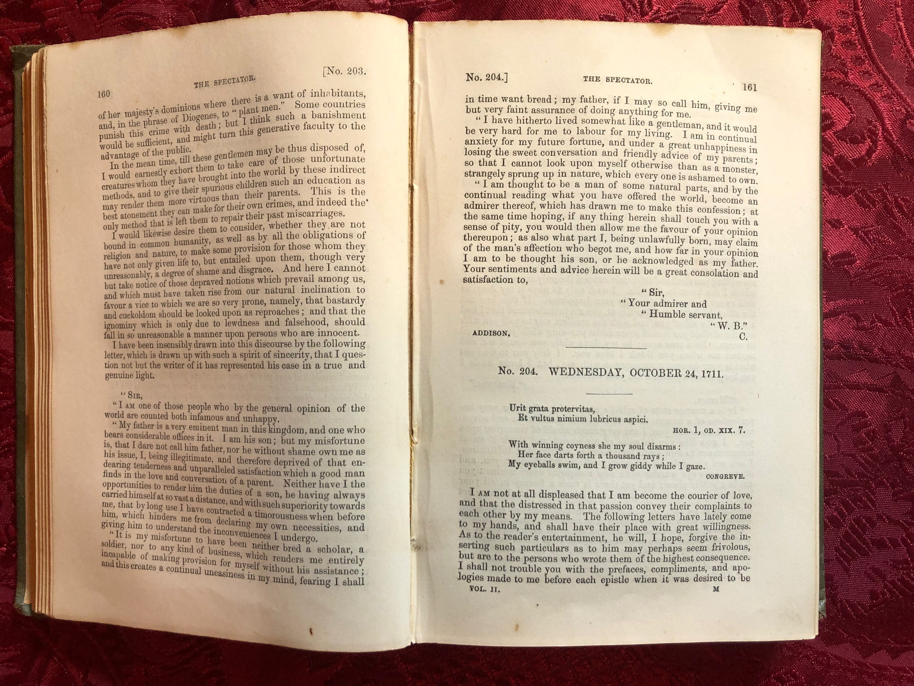 The Spectator, With Notes, A Book in 4 Volumes, Vol. 2 & 3, Antique ...