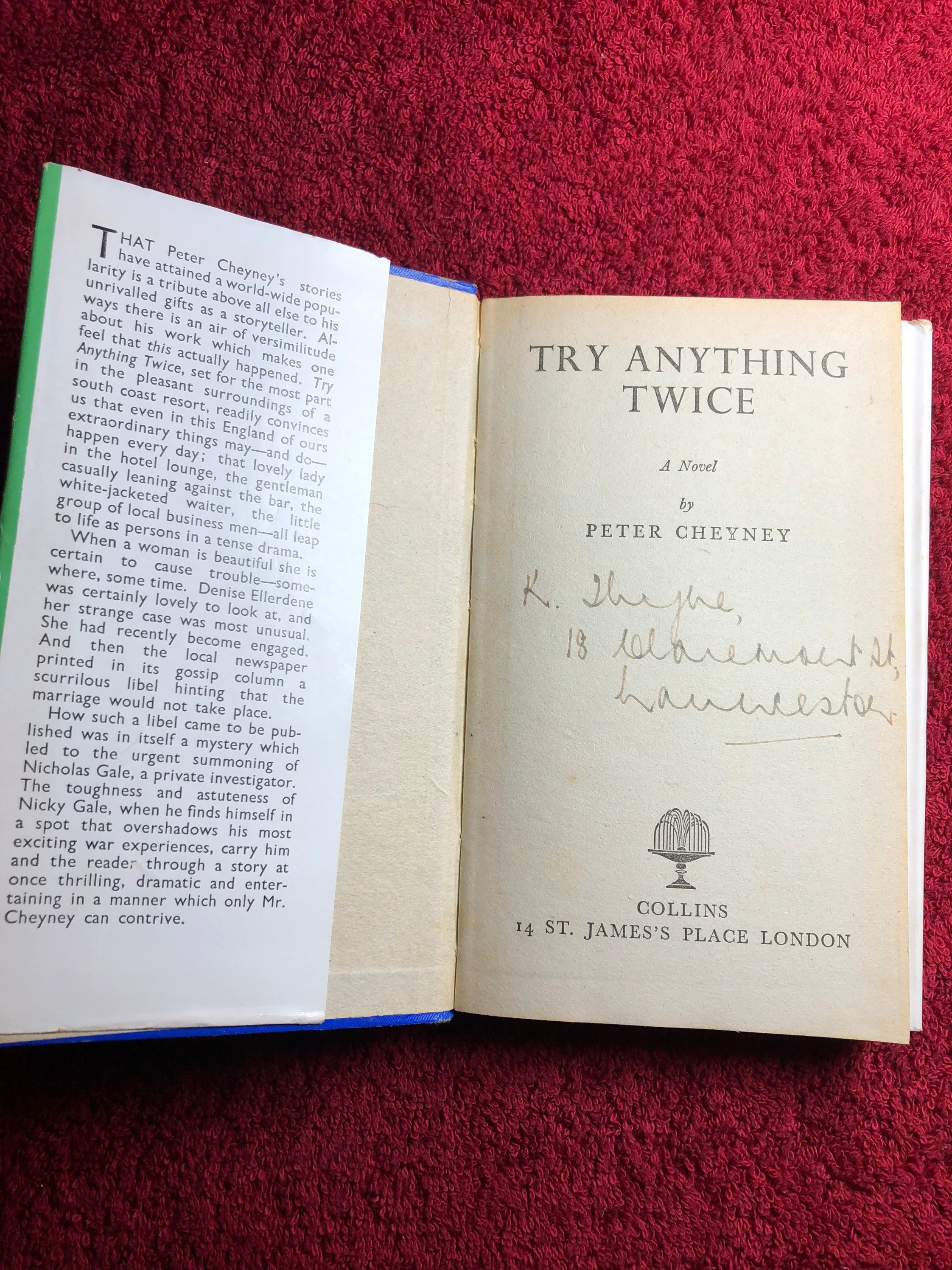 Try Anything Twice a Novel de Peter Cheney 1950's British | Etsy