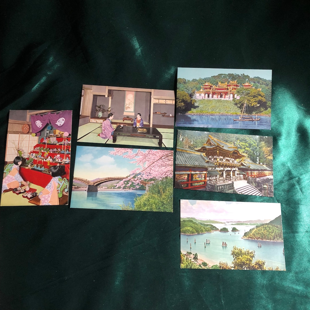 Vintage Japanese Postcards, Rare Set of 6 Cards in Original Envelope ...