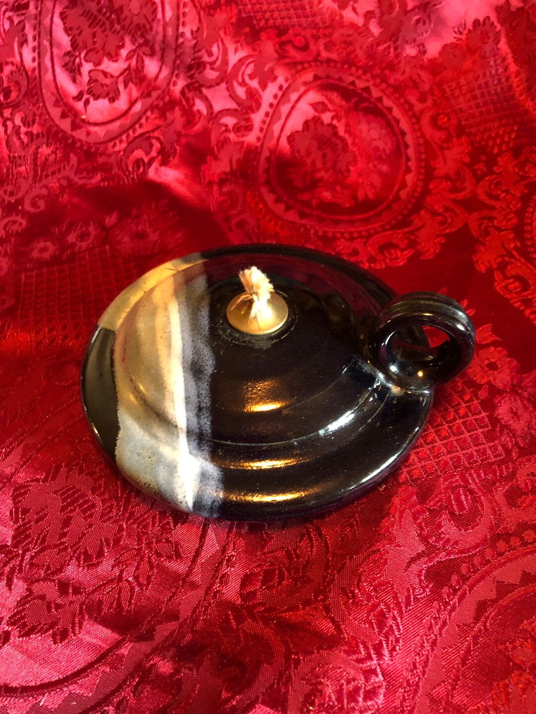 Glazed Pottery Oil Lamp, Contemporary Handmade Pottery, Useful Ornament ...