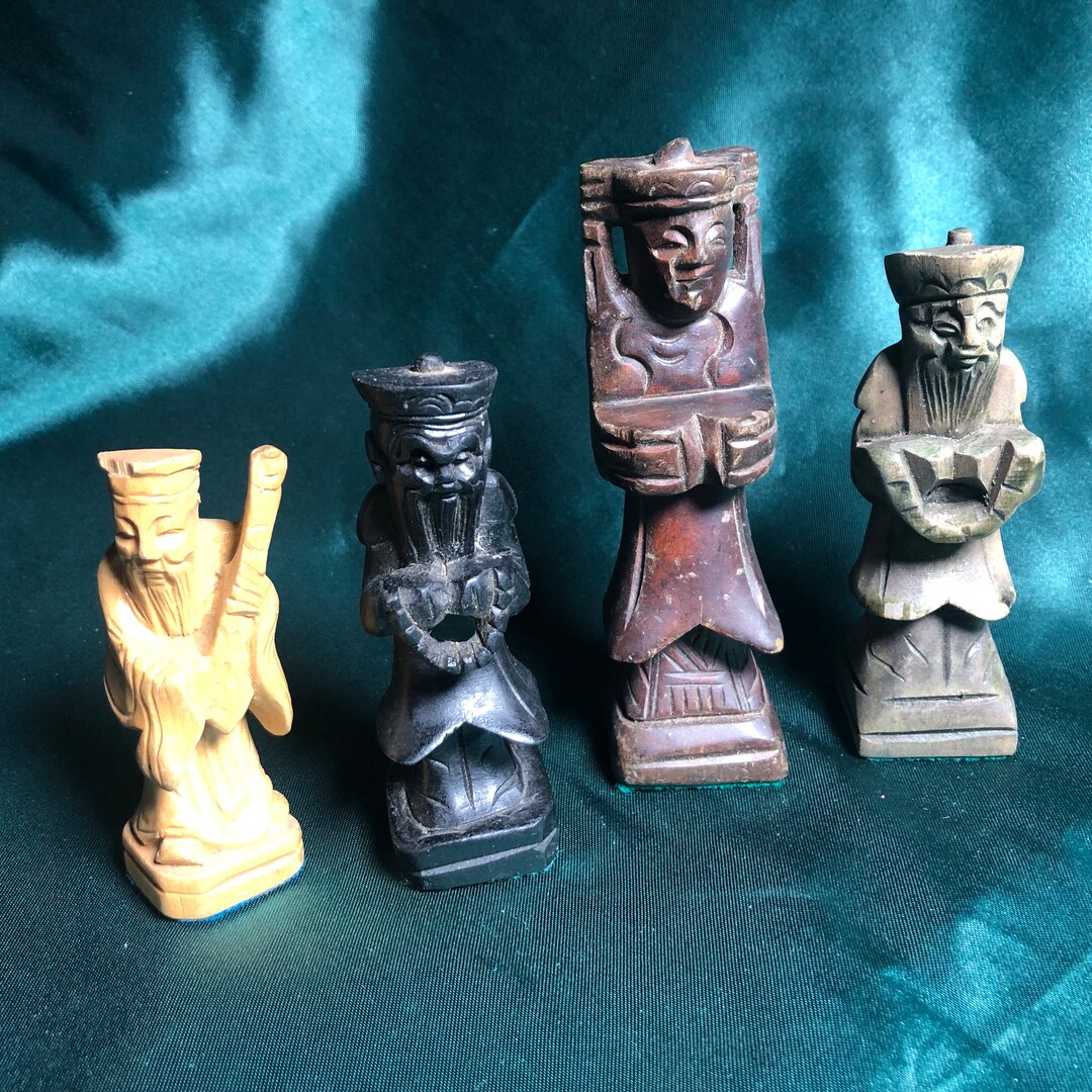 Rare Odd Chess Pieces, 4 Vintage/antique Exotic Oriental Characters ...