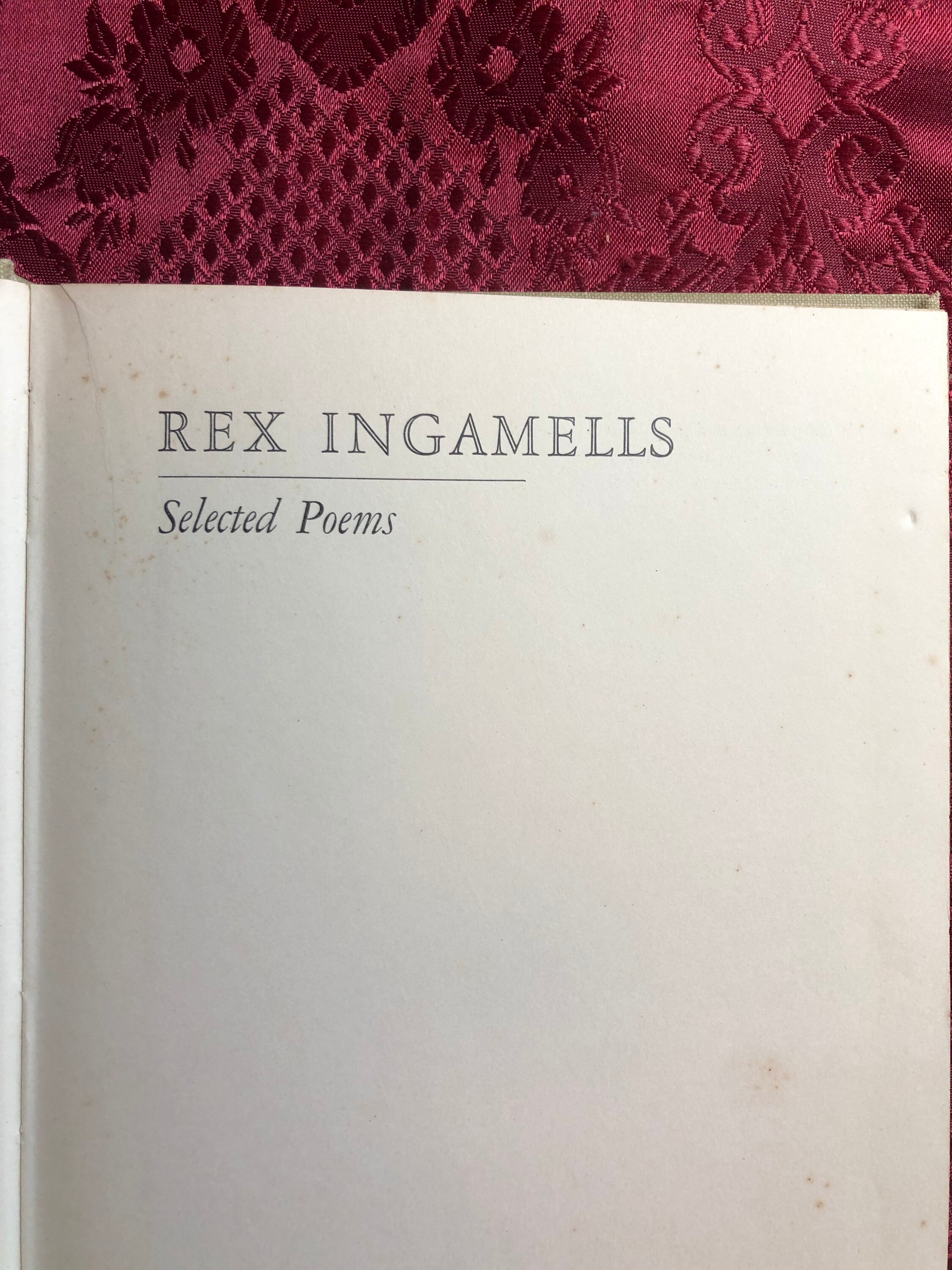 Rex Ingamells, A Book of Selected Poems, Rare 1st Edition 1944 ...