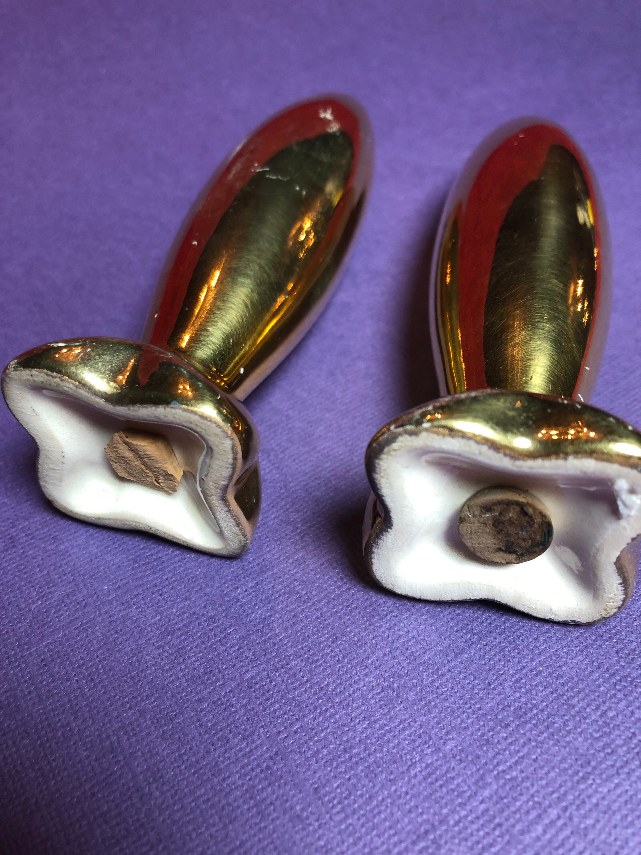 Pair of Vintage Gold Torpedo Shaped Salt and Pepper Shakers. | Etsy