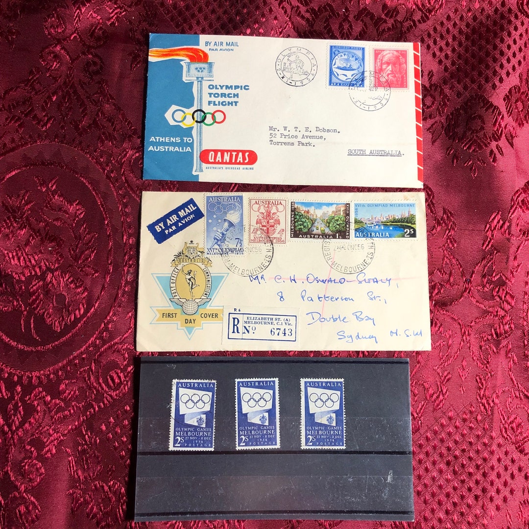 Melbourne Olympics 2 Souvenir Stamped Covers From the 1956 Games, Stamp ...