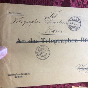 Antique Swiss Telegram Envelopes, 1890's, Switzerland Postal History, 5 ...