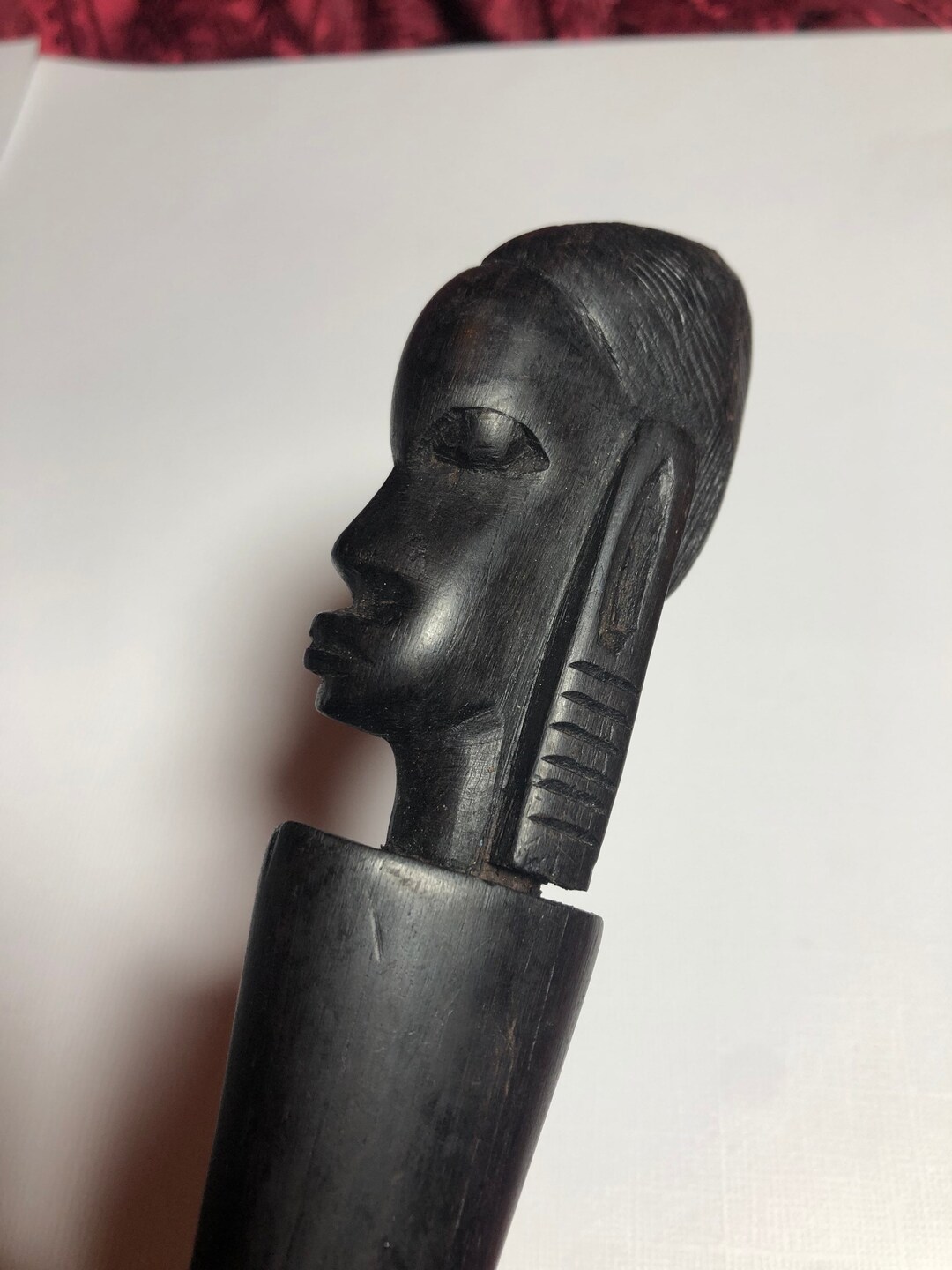 Vintage African Large Carved Fork, Head of Native Handle, Hardwood ...