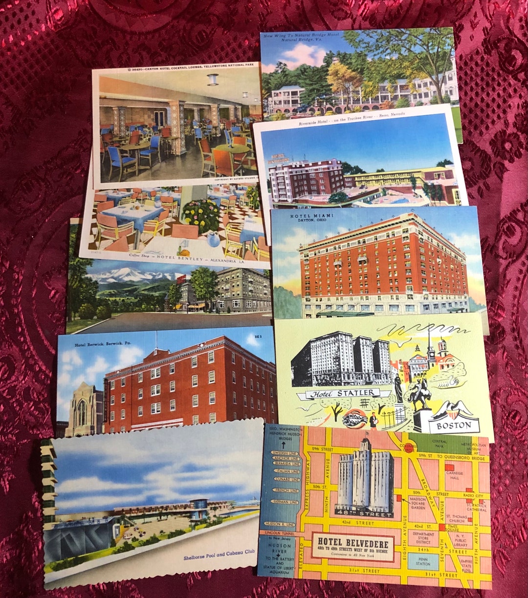 Ten Different Early Postcards of USA Hotels, 1930's - 1940's ...
