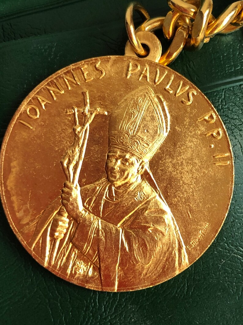 Pope John Paul II, Gold Plated Medallion Key Chain, Commemorating ...