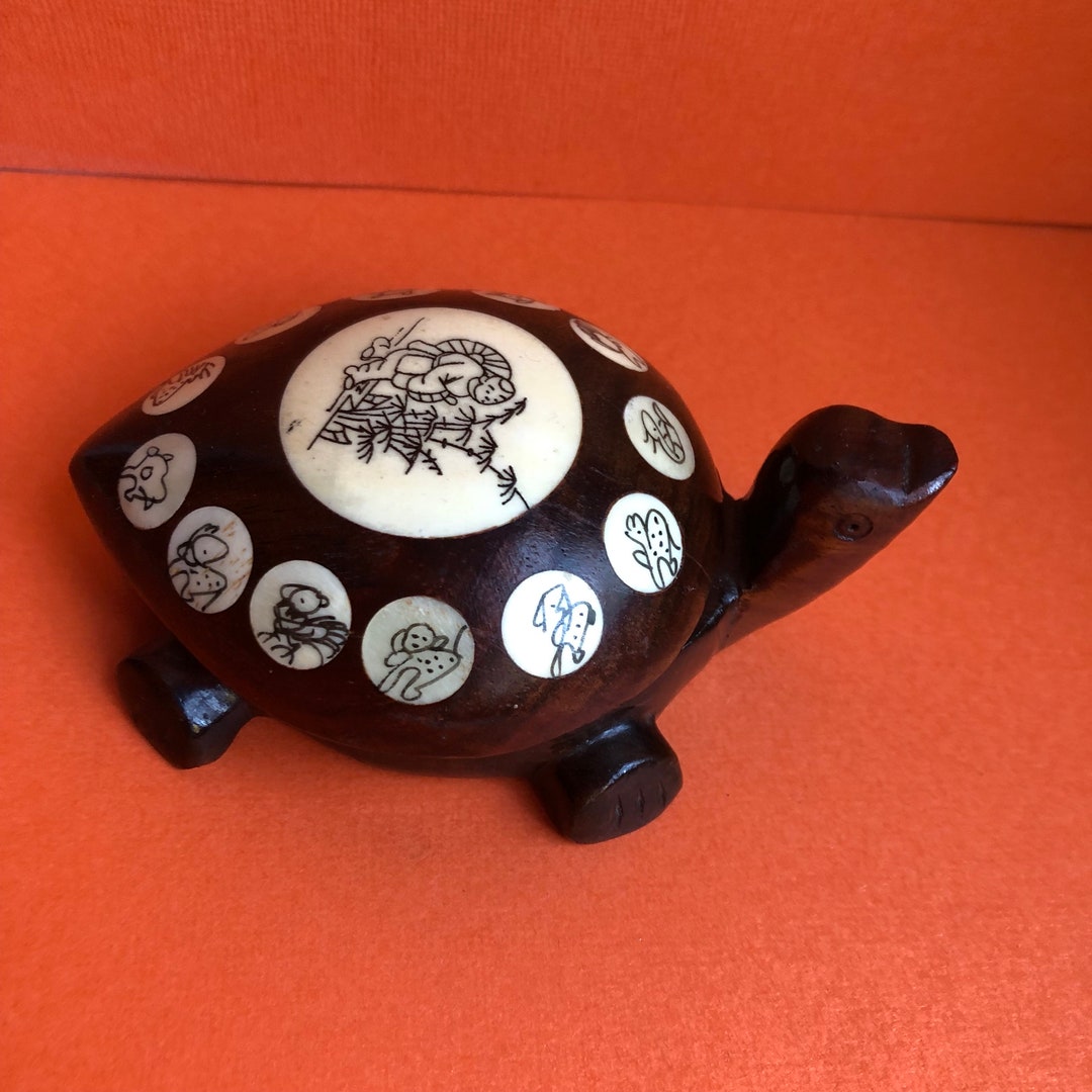 Unusual Tortoise Figurine With Compass and Chinese Zodiac Signs ...