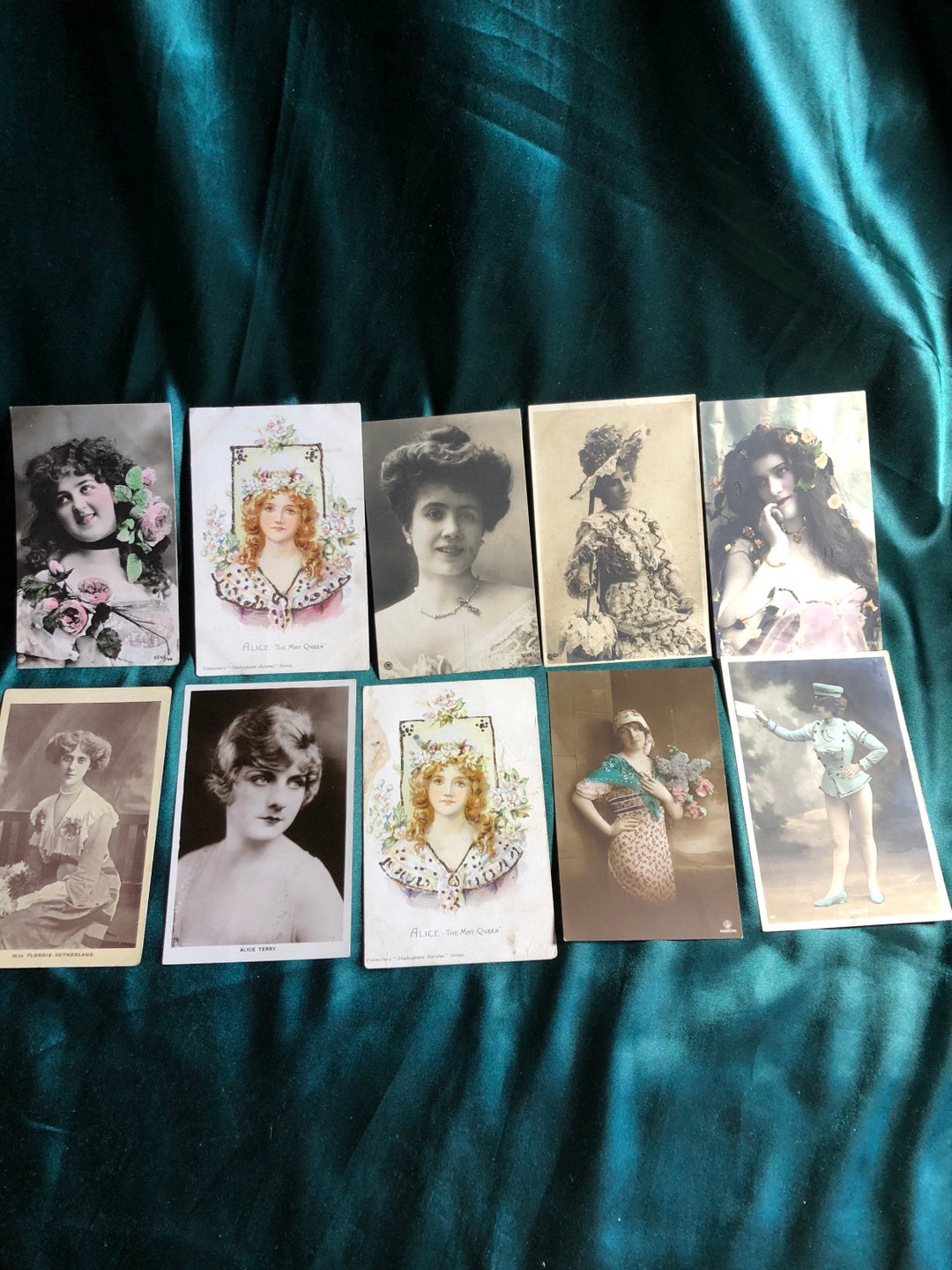 Ten Antique Picture Postcards, All Featuring Lovely Ladies, Turn of the ...