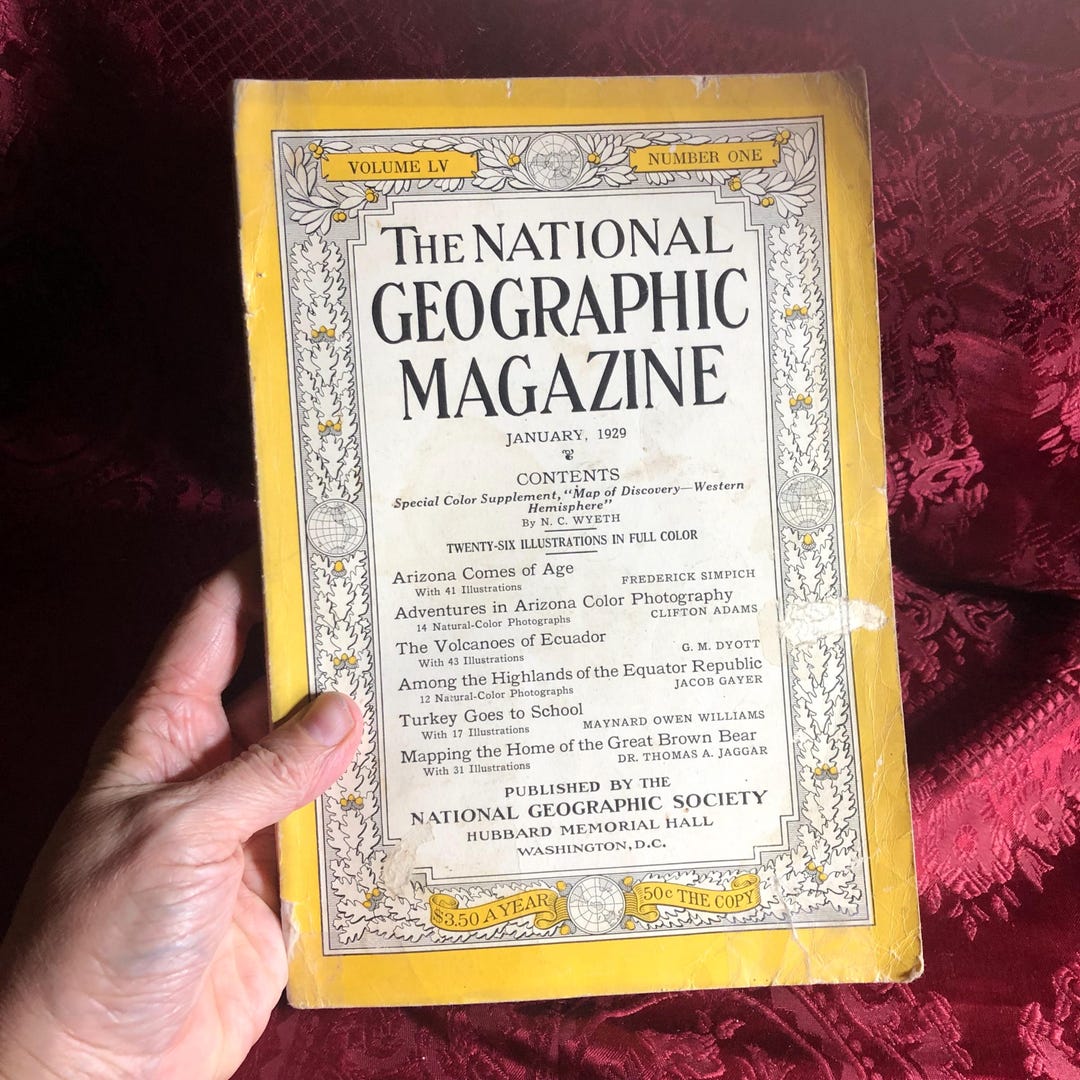 January 1929, National Geographic Magazine, Scarce Early Copy, Historic ...