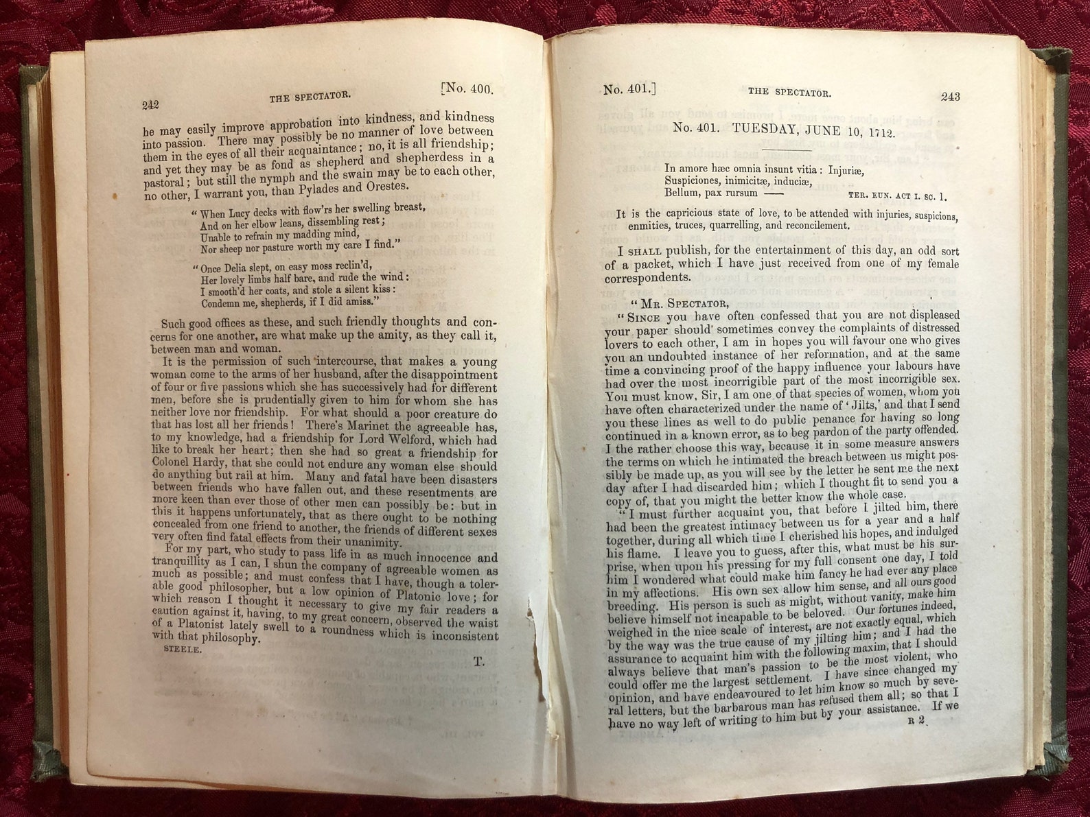 The Spectator, With Notes, A Book in 4 Volumes, Vol. 2 & 3, Antique ...