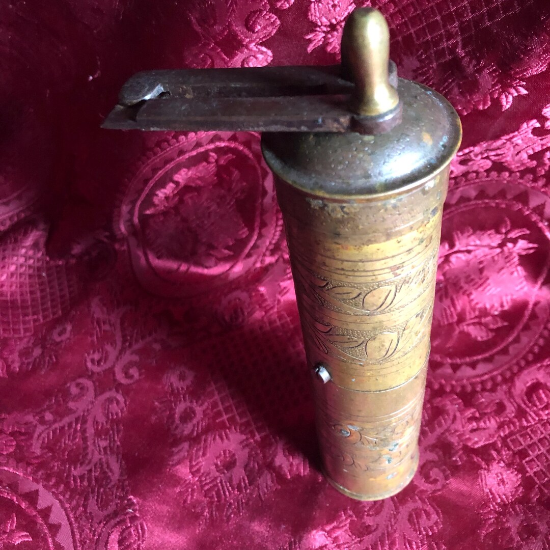 Antique Brass Spice Grinder, Rare Turkish Kitchen Tool, Decorative ...